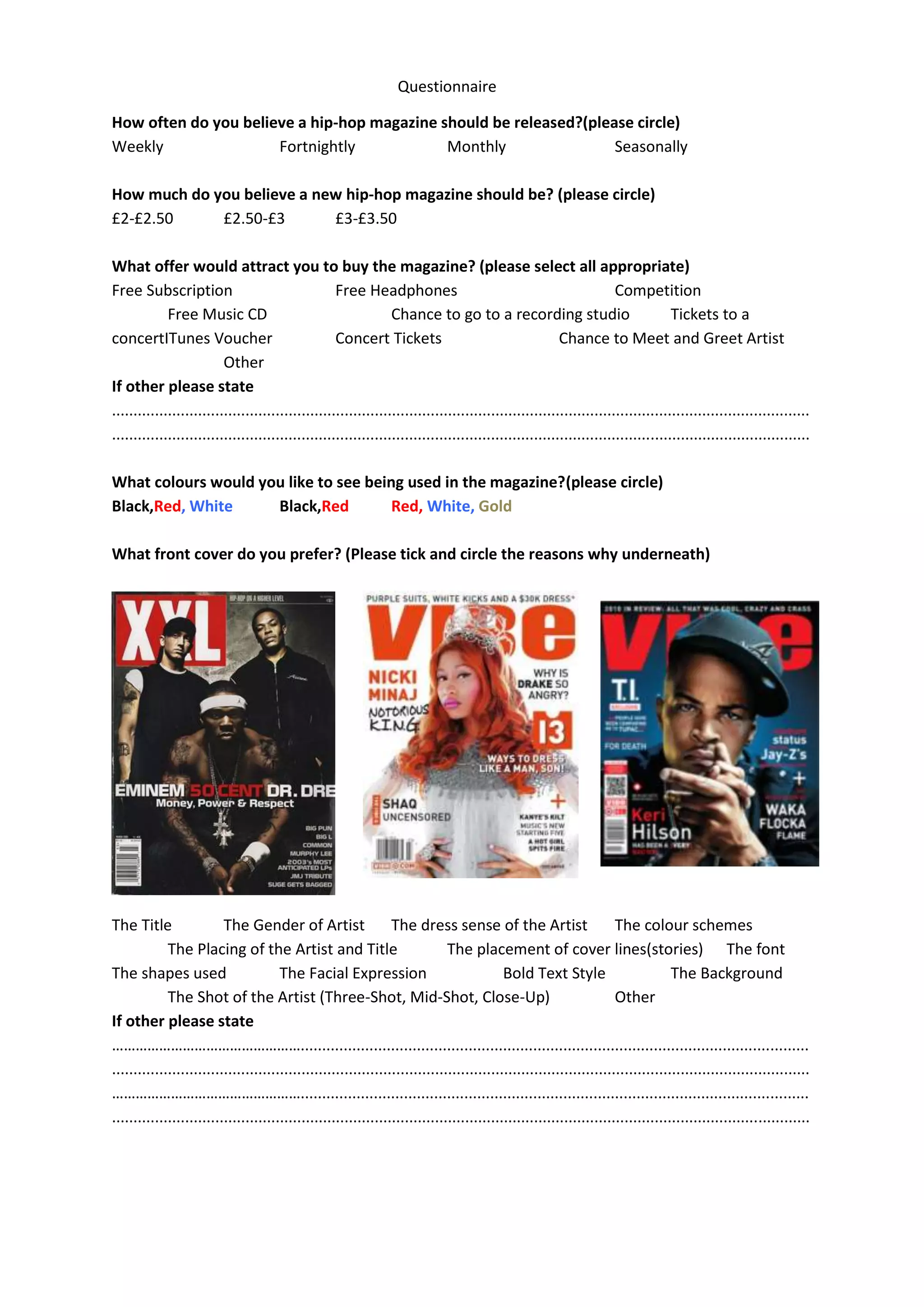 Media questionnaire main task | DOCX