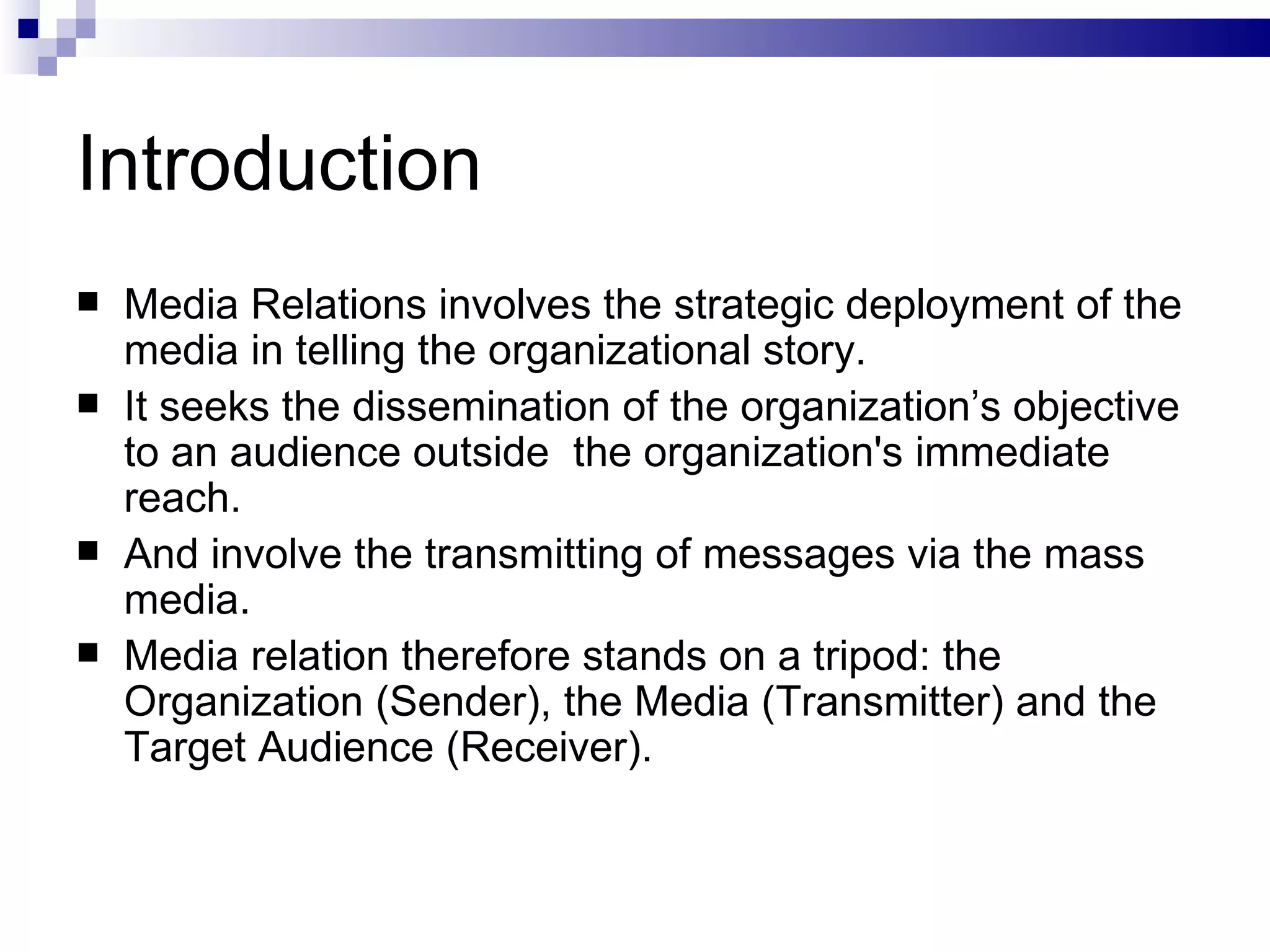 Media relations strategy | PPT | Media Industry | Industries