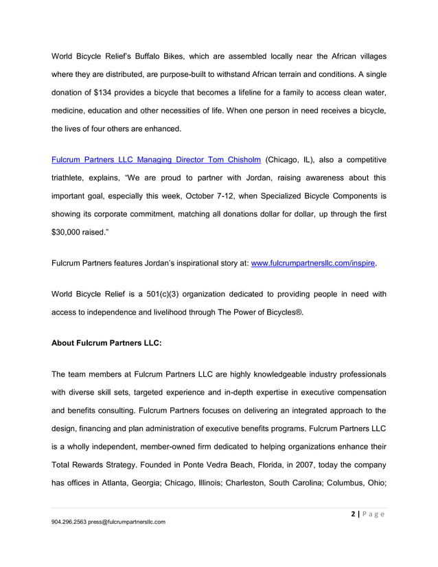 Fulcrum Partners Teams With Triathlete Jordan Rapp Sharing Message of ...