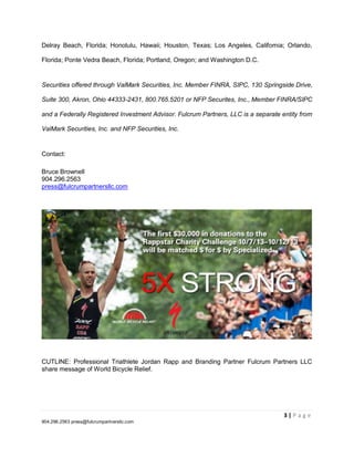 Fulcrum Partners Teams With Triathlete Jordan Rapp Sharing Message of ...