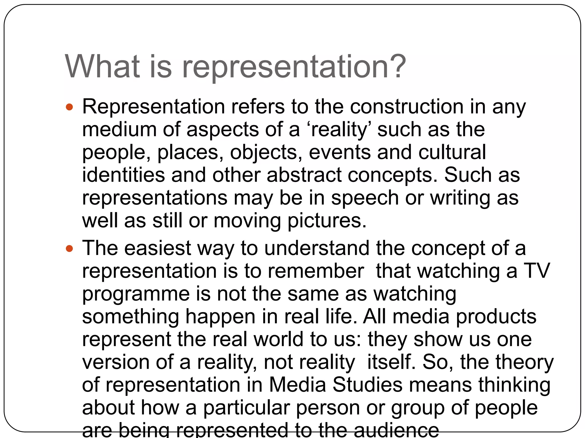 Media Representation | PPTX