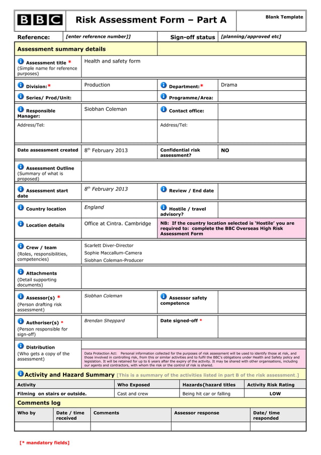 Media risk assessment(1) | DOC