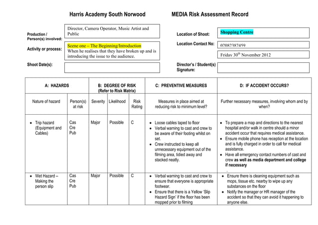 Media Risk Assessment | DOCX