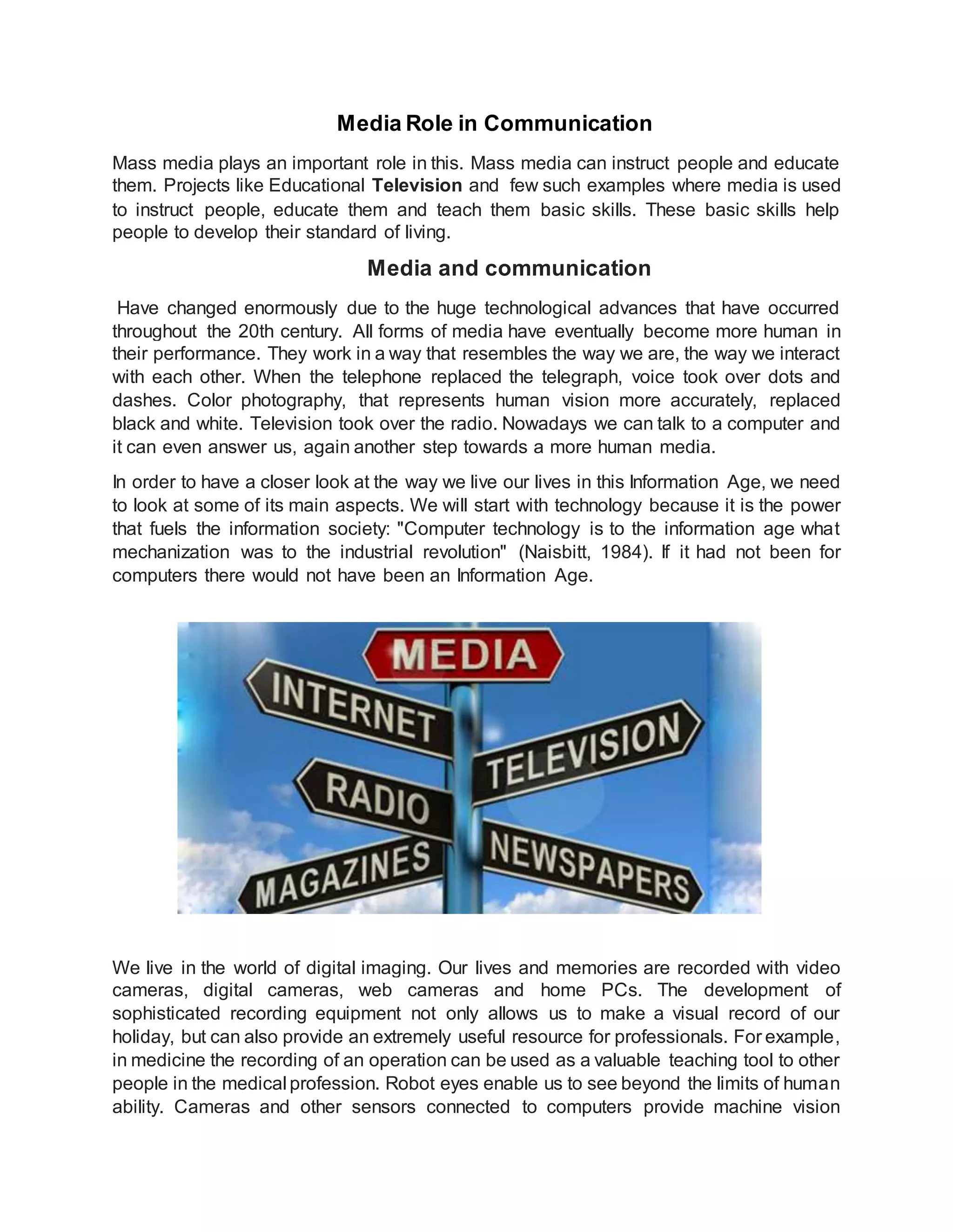 Media role in communication | DOCX