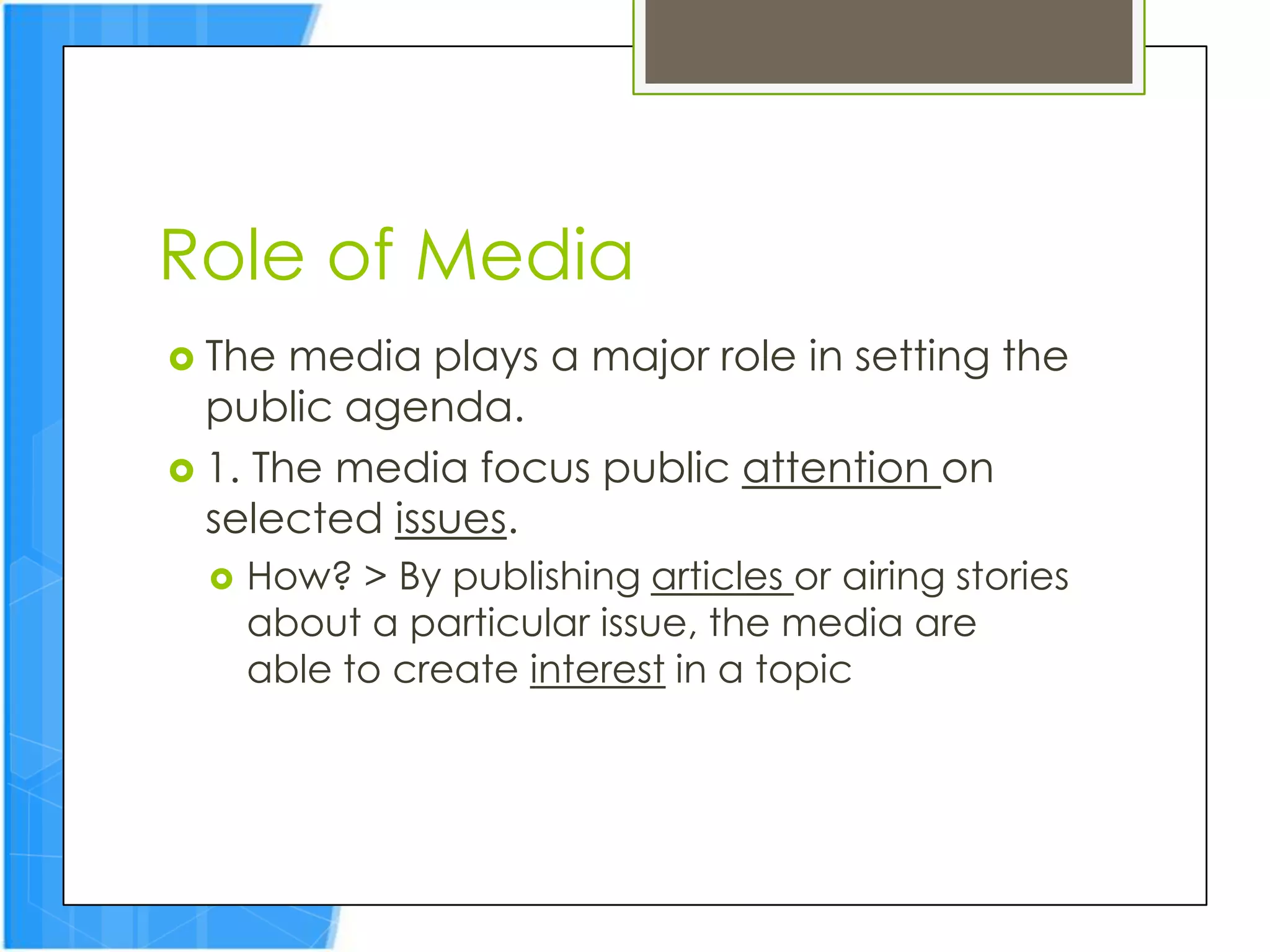 Media role in policymaking | PPTX
