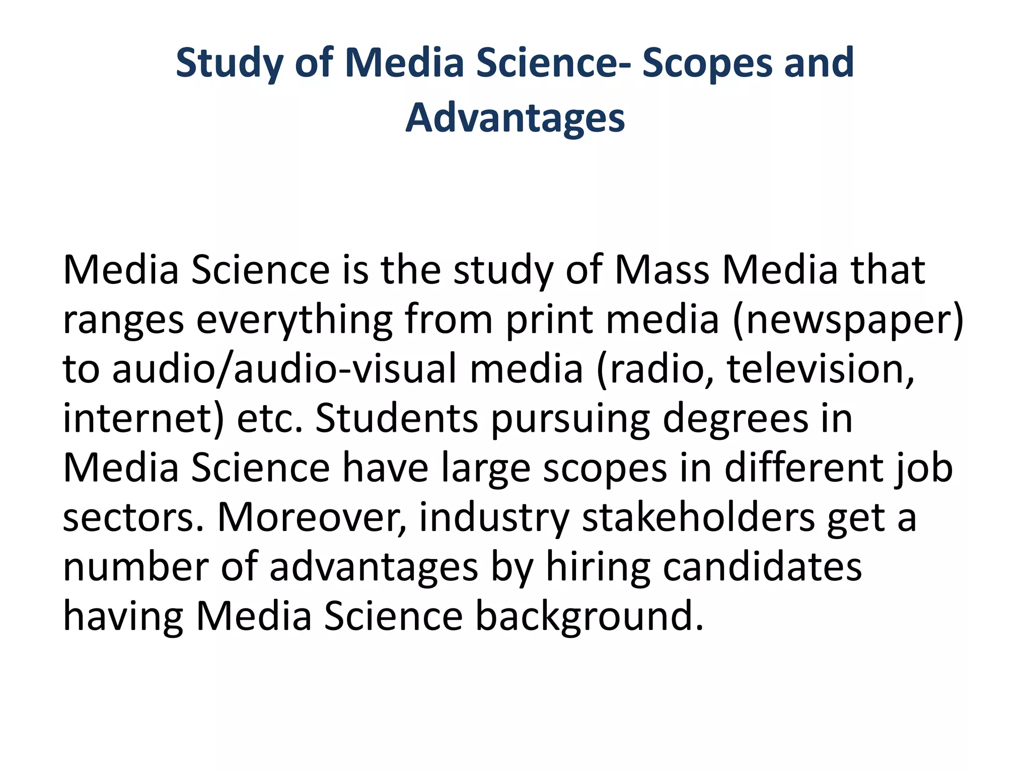 Media science & its Career Scope | PPTX