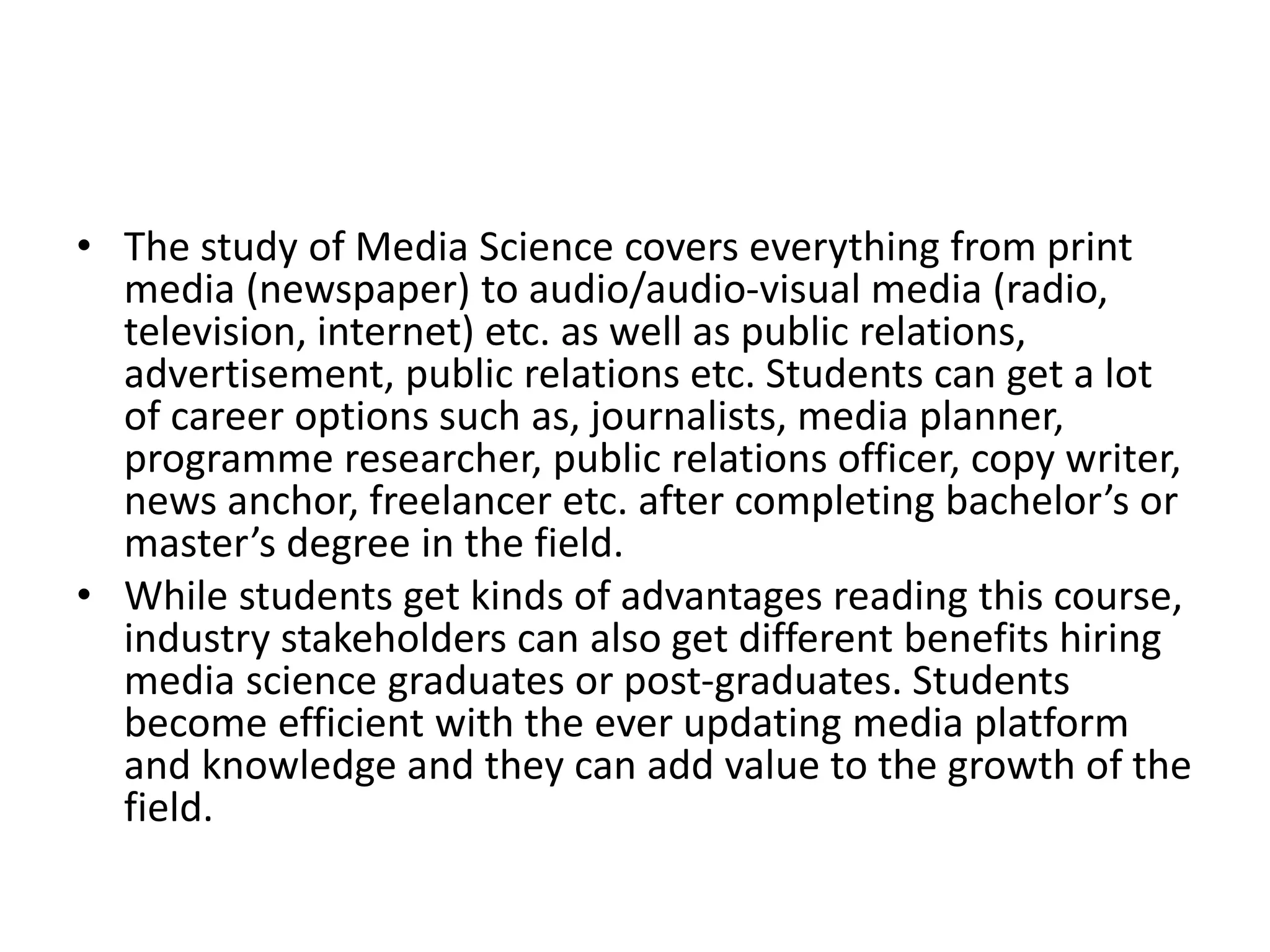 Media science & its Career Scope | PPTX