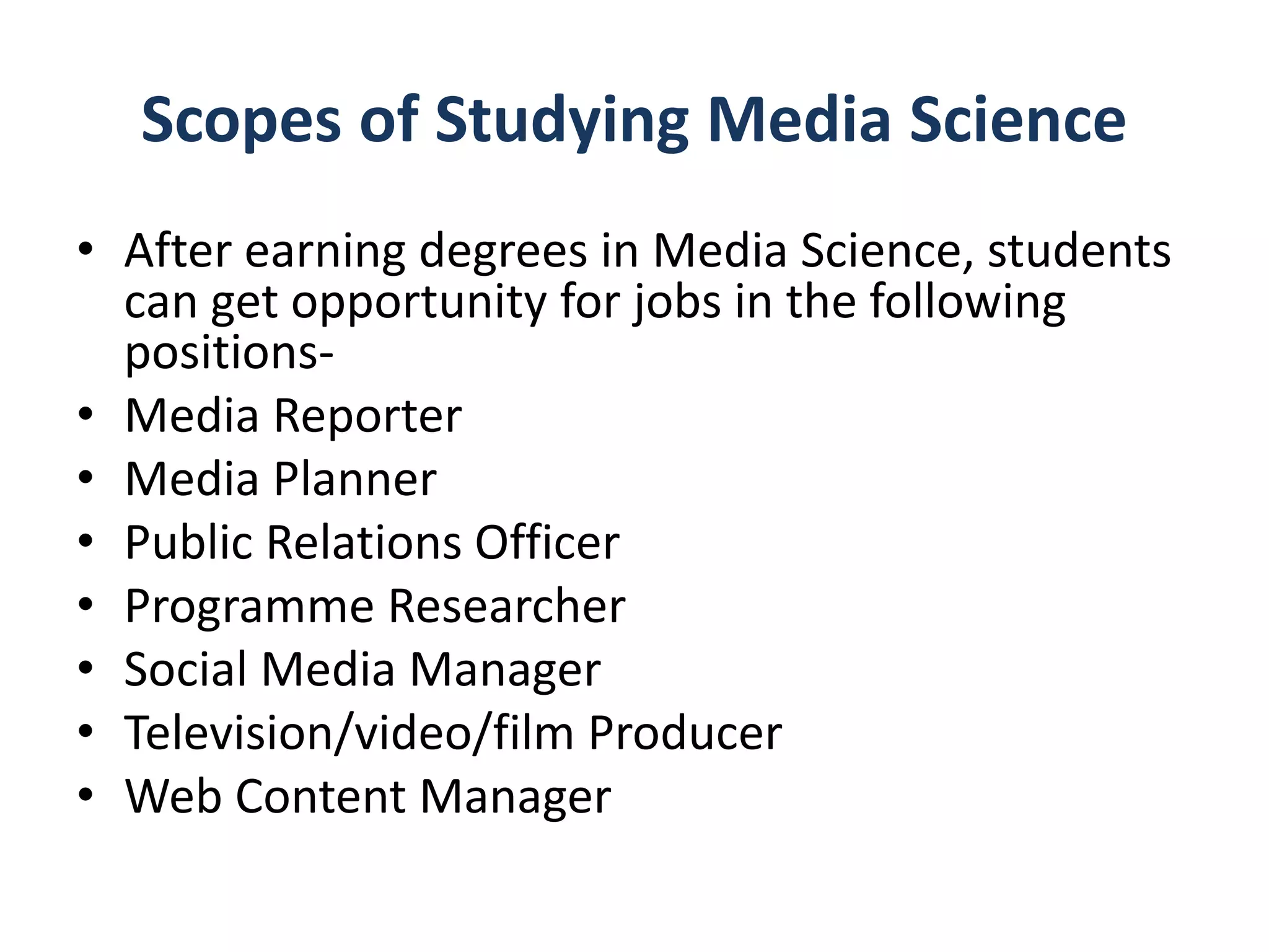 Media science & its Career Scope | PPTX