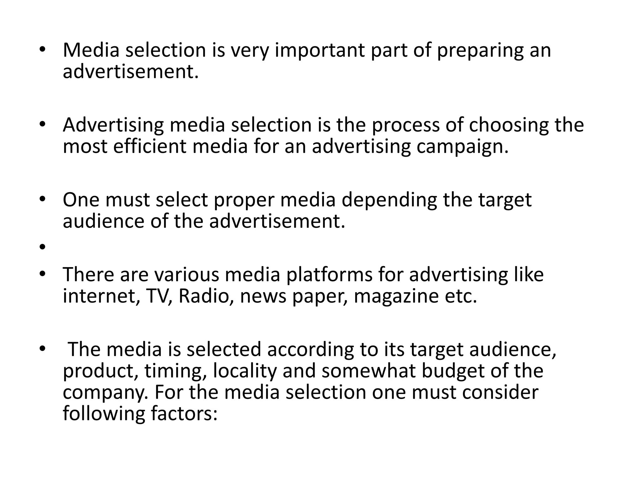 Media selection in advertising | PPTX