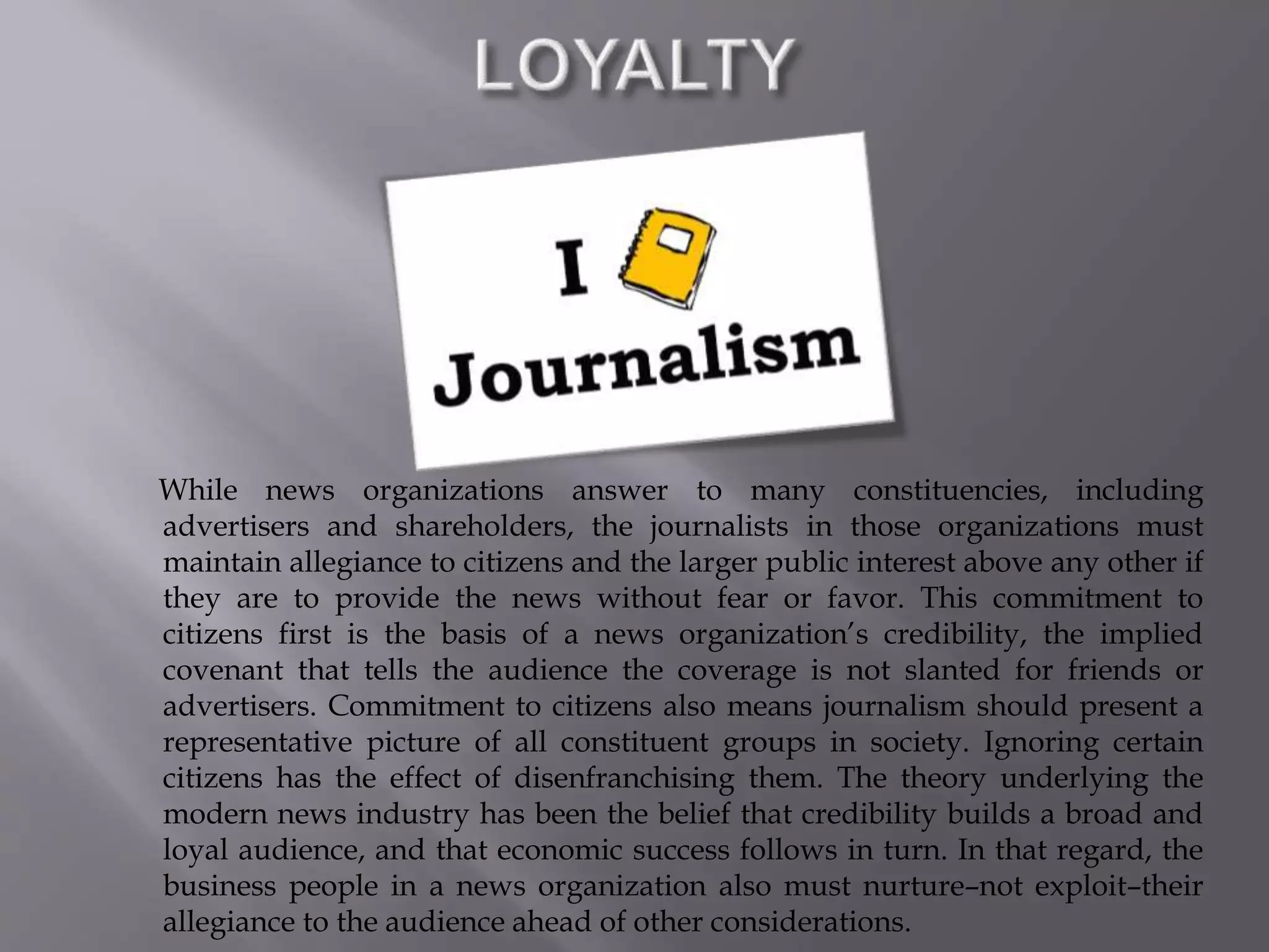 Nine principles of Journalism | PPTX