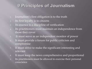 Nine principles of Journalism | PPTX