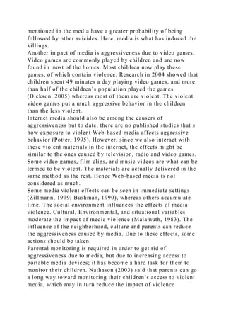 MEDIA’S INFLUENCE ON AGGRESSION1MEDIA’S INFLUENCE ON AGGRESSIO.docx