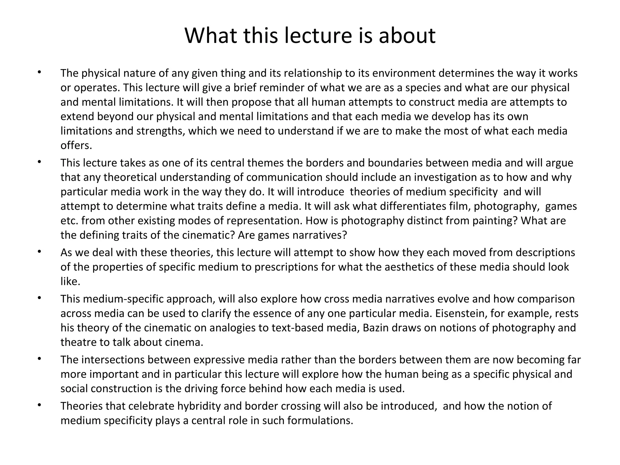 Media specificity level_5_lecture_final | PPT