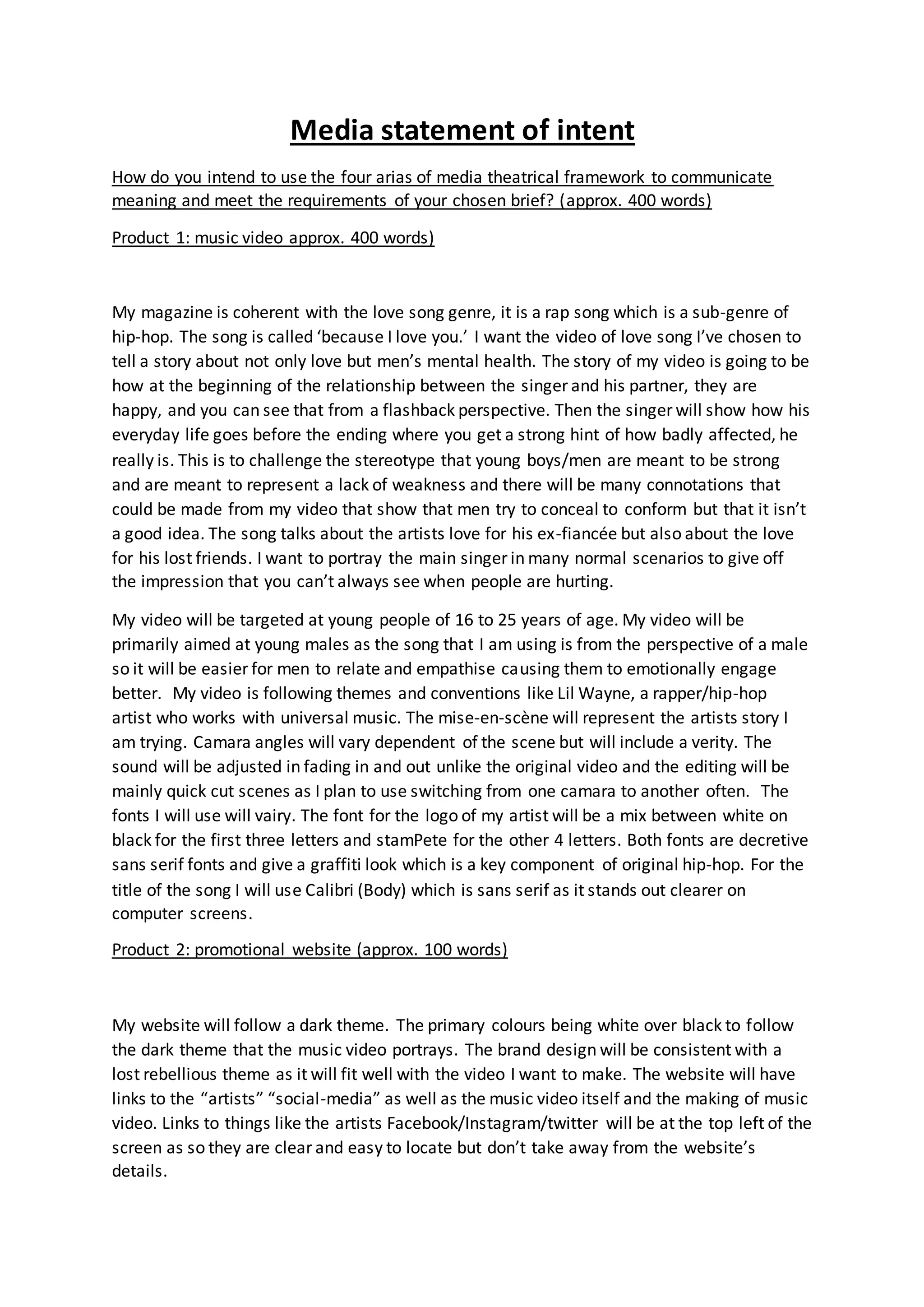 Media statement of intent | DOCX