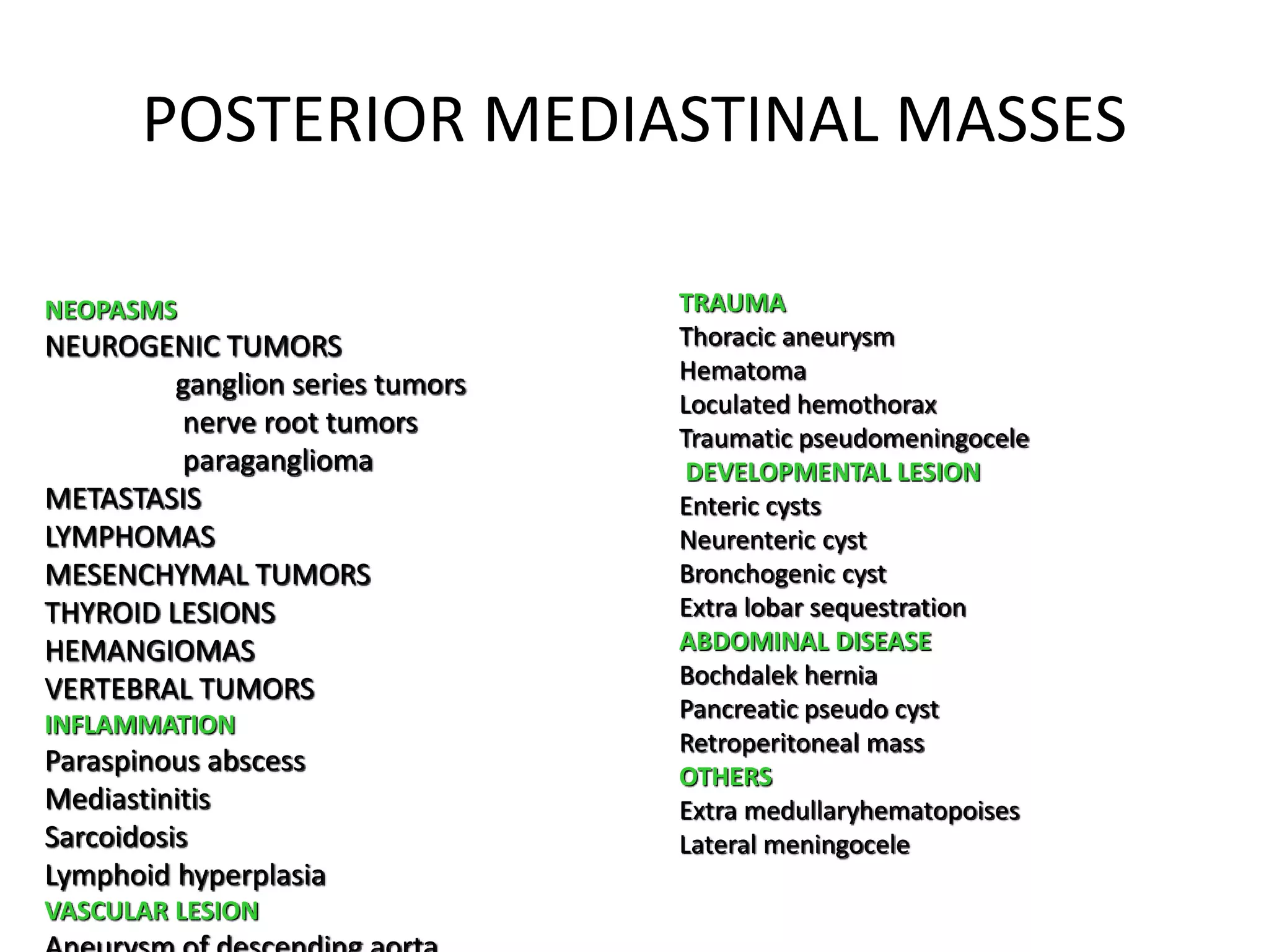 Mediastinal anatomy ,classification of mediastinal masses ans its ...