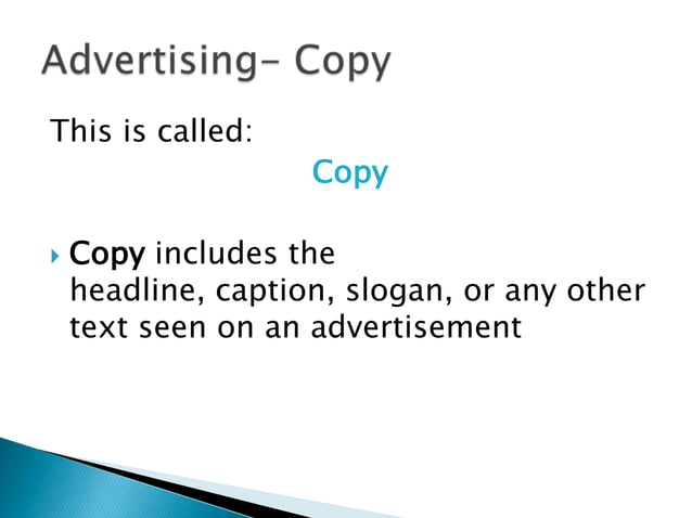 Media studies advertising-copy,slogan ppt-lesson5 | PPTX | Advertising ...