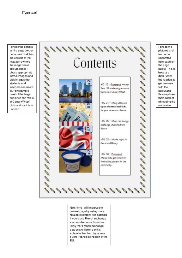 School Magazine & Context Page Evaluation