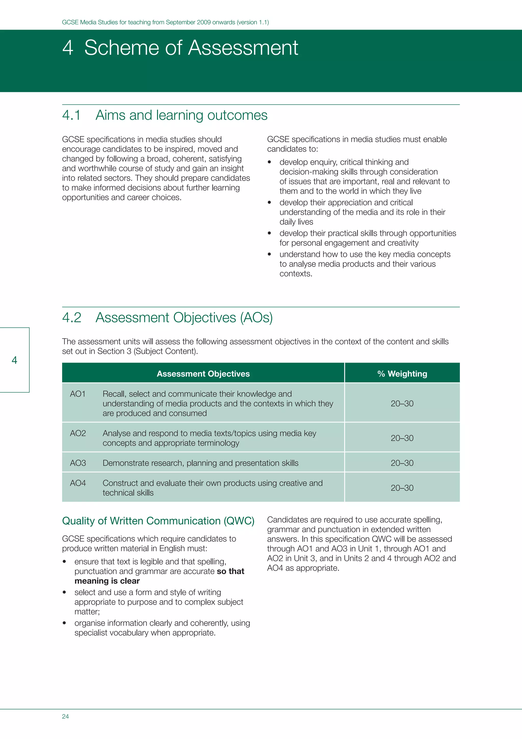 AQA Media Studies GCSE Spec | PDF