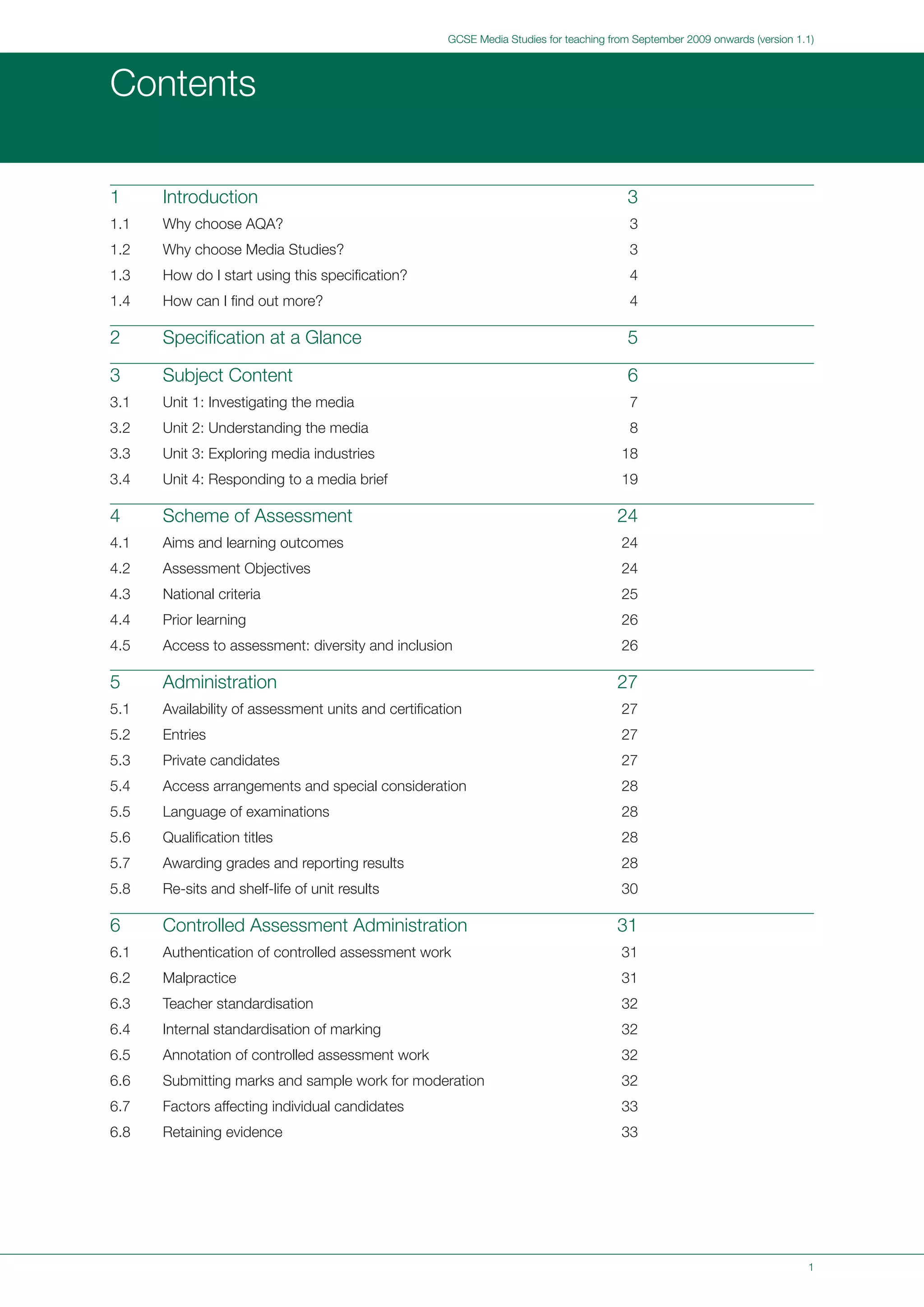 AQA Media Studies GCSE Spec | PDF