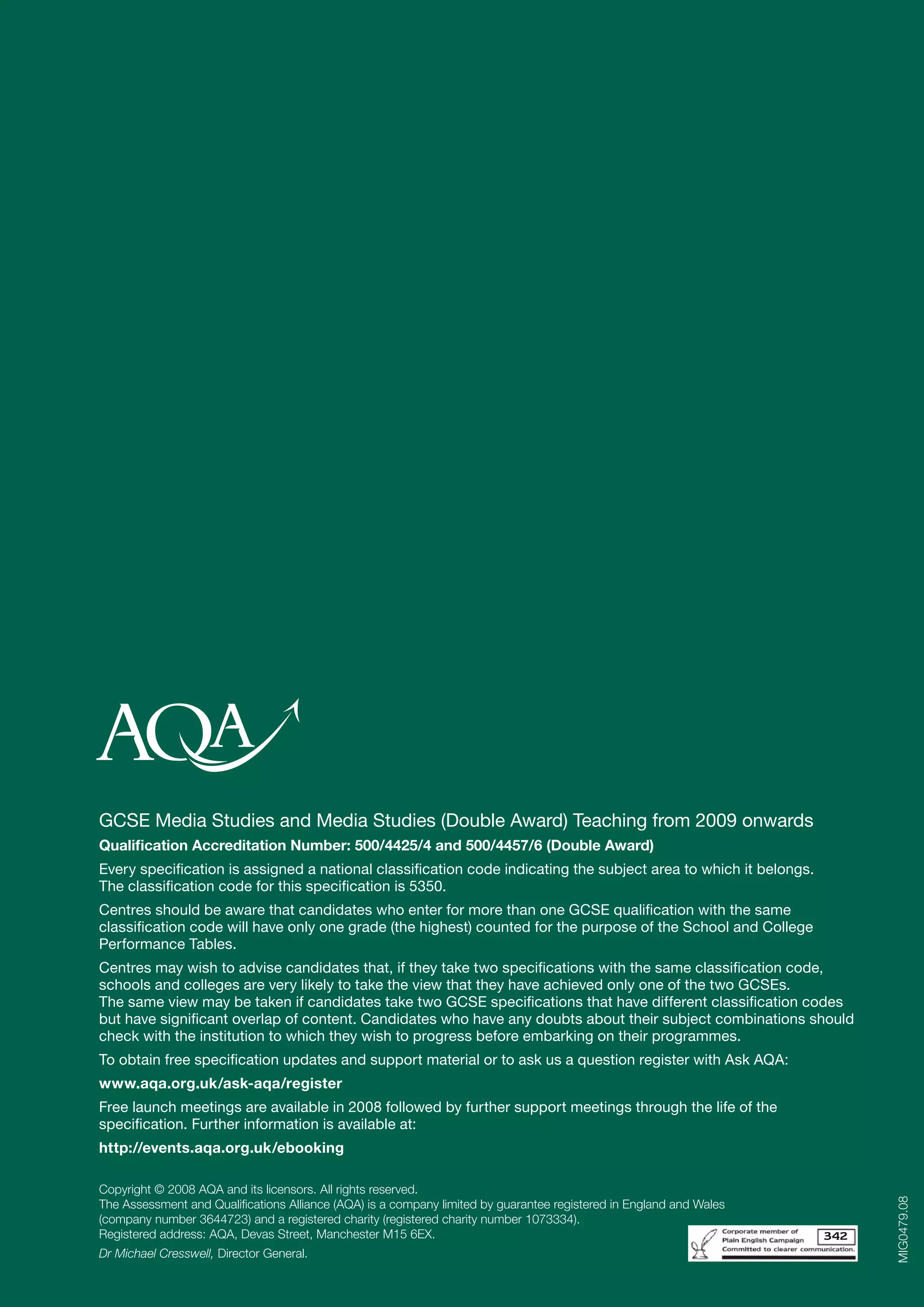 AQA Media Studies GCSE Spec | PDF
