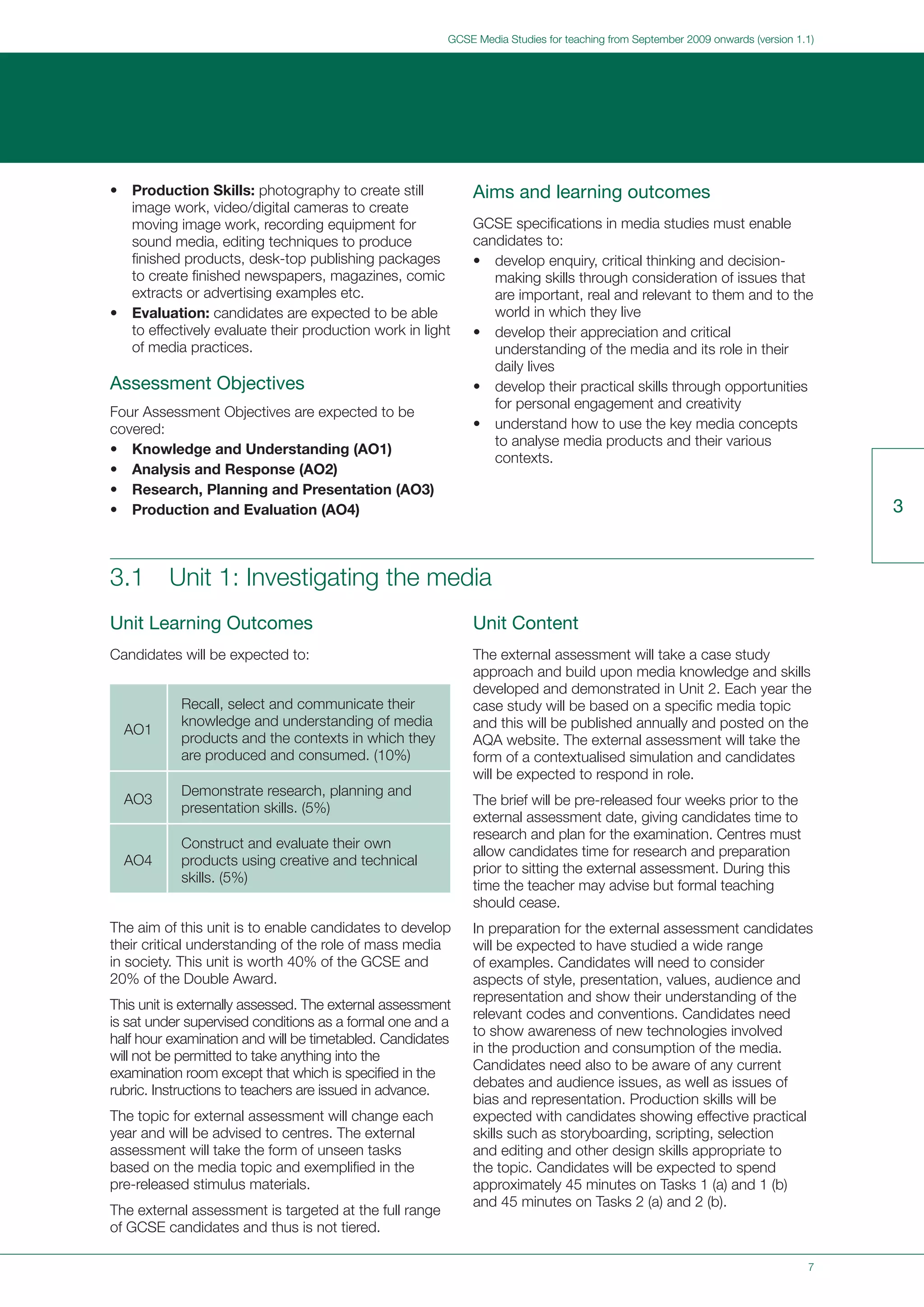 AQA Media Studies GCSE Spec | PDF