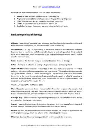 Media Studies theorists key concepts - Revision pack | PDF ...