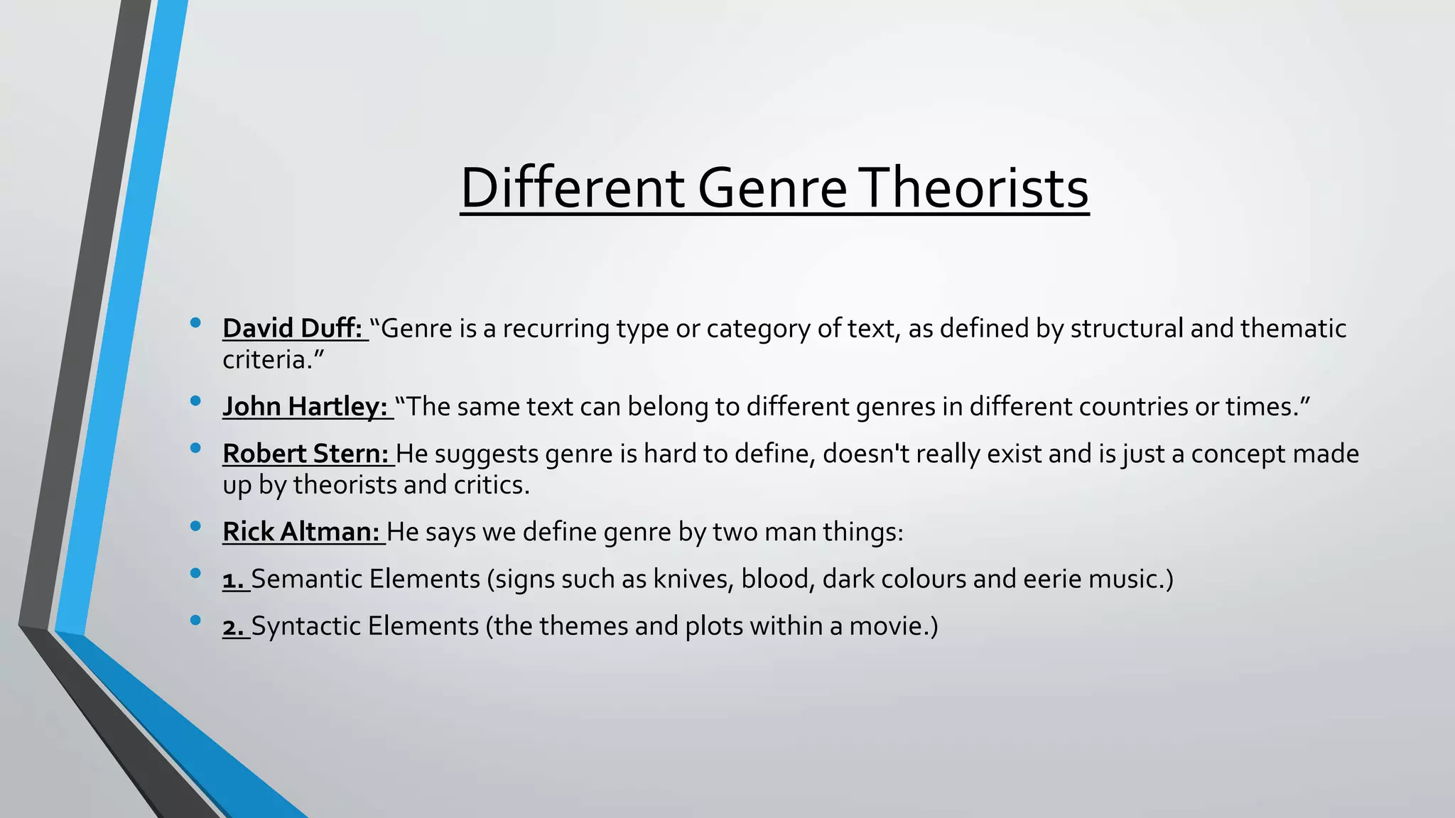 Media Studies: Genre Theorists | PPTX