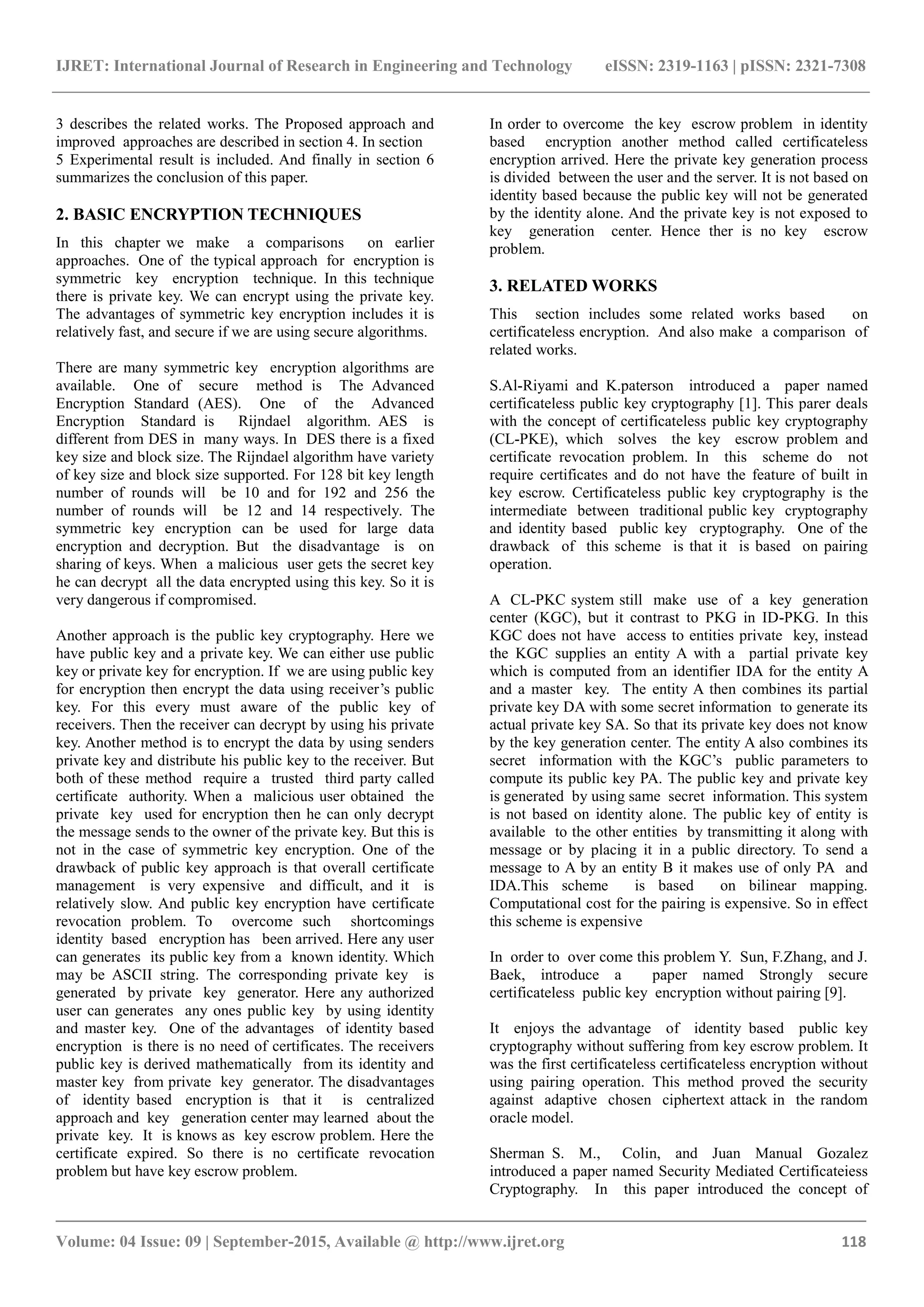 Mediated certificateless cryptosystem for the security of data in public cloud | PDF