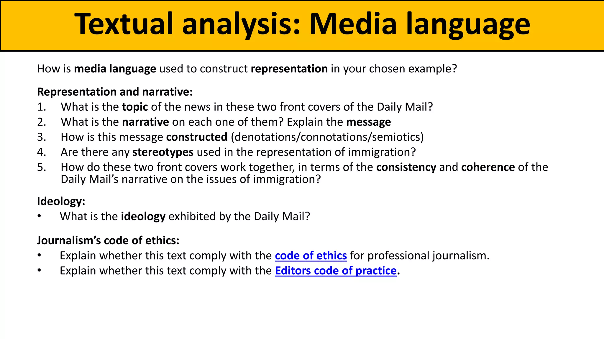 Media textual analysis | PPTX