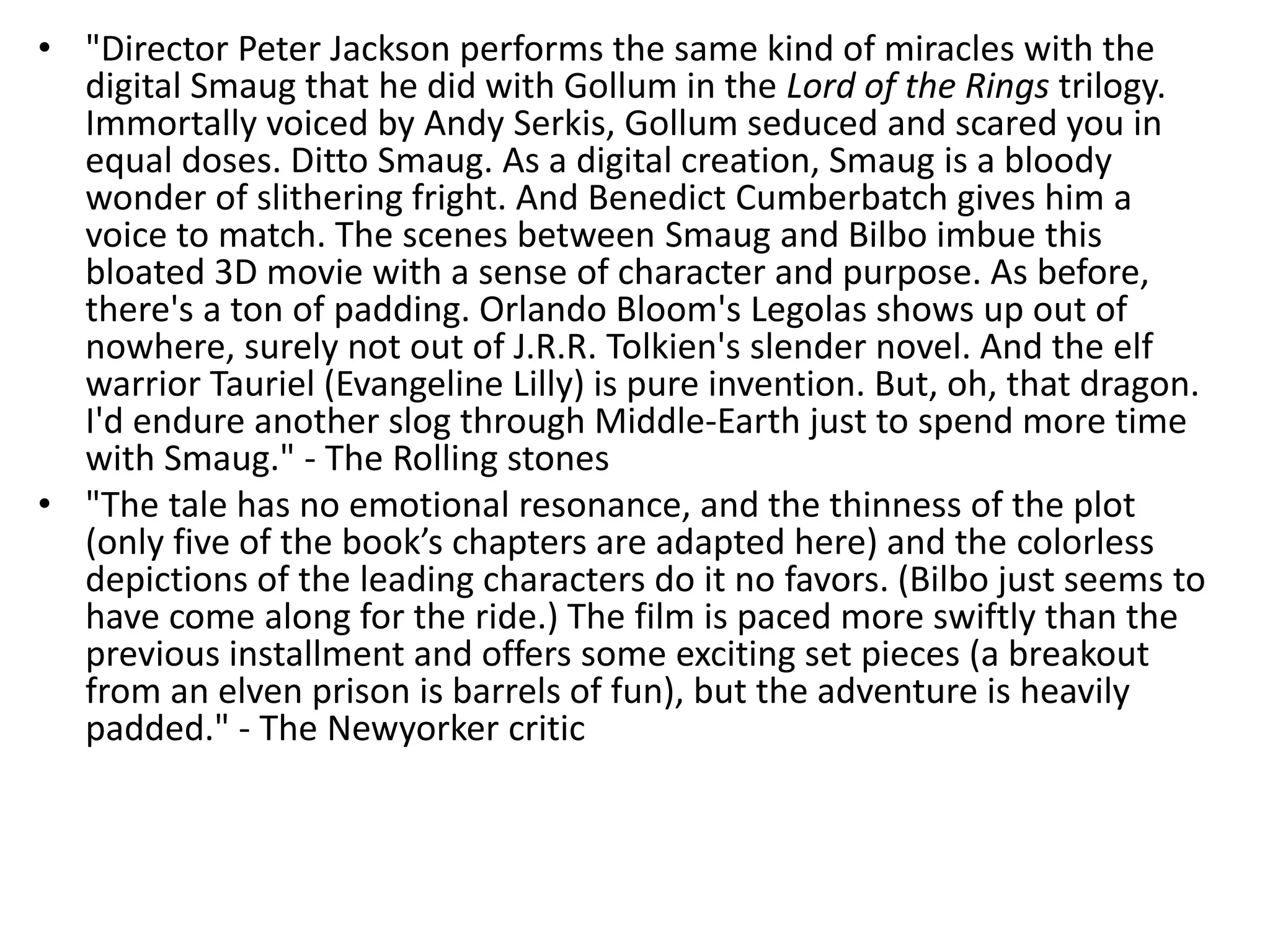 The Hobbit 2 media studies | PPT