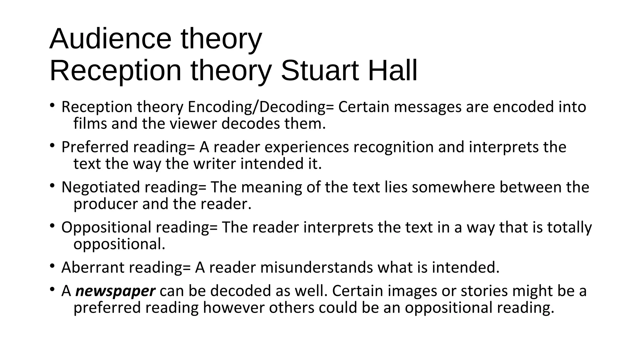 A2 Media theories, Representational theory, Genre theory, Narrative ...