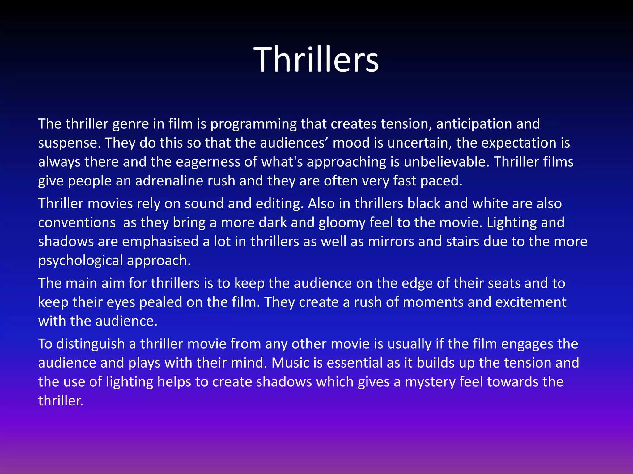 Media – thriller genre | PPTX