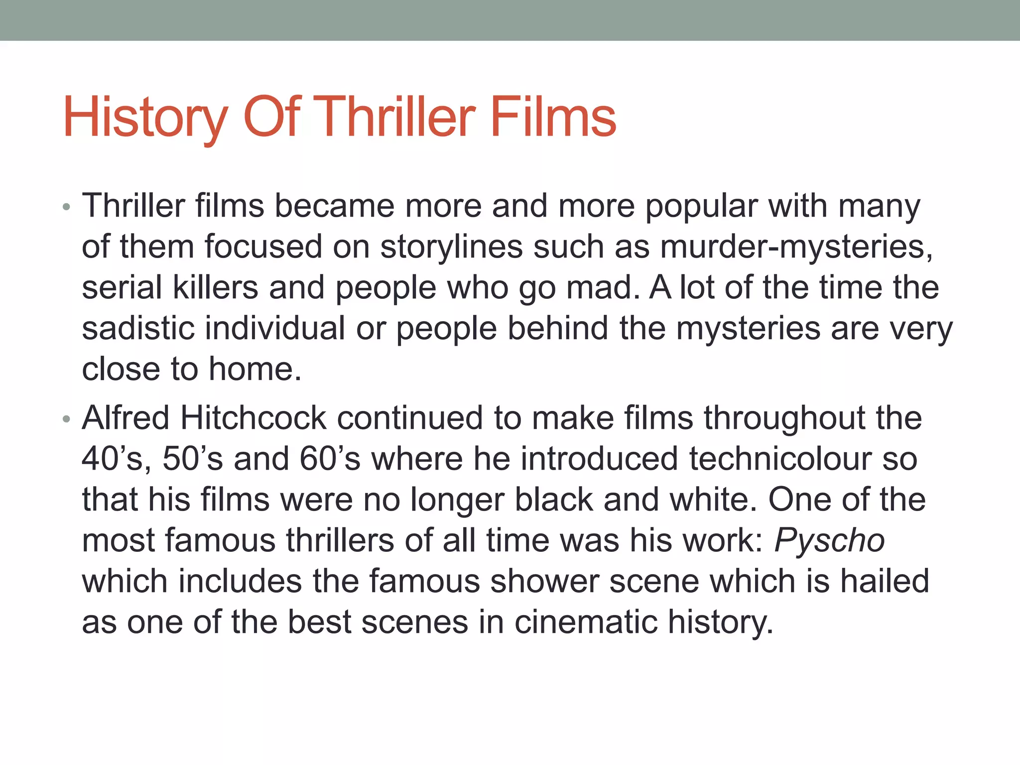 Media Timeline: History of horror and thriller | PPTX