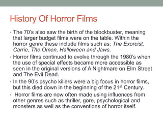 Media Timeline: History of horror and thriller | PPTX
