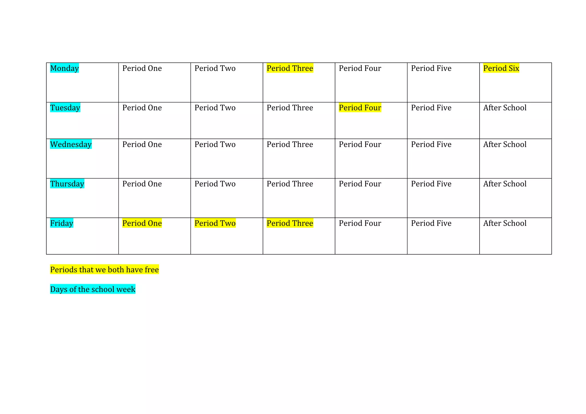 Media timetable | DOCX