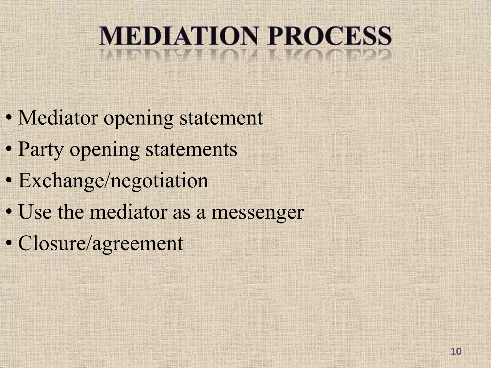 Mediation, Mediation Process Mediation and Strategies For Conflict ...