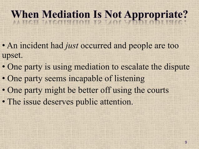 Mediation, Mediation Process Mediation and Strategies For Conflict ...