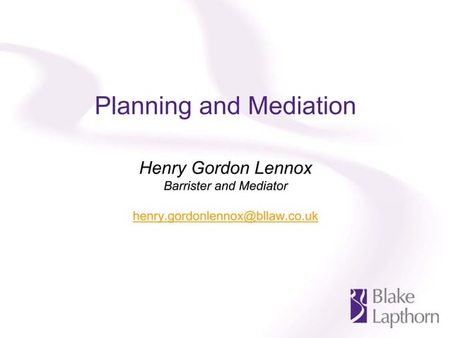 Mediation in planning slides | PDF