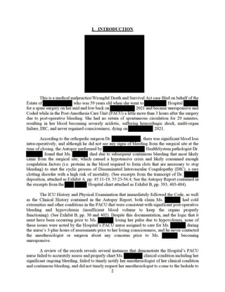 Mediation Memo re Med Mal Wrongful Death due to Improper Post-Op ...