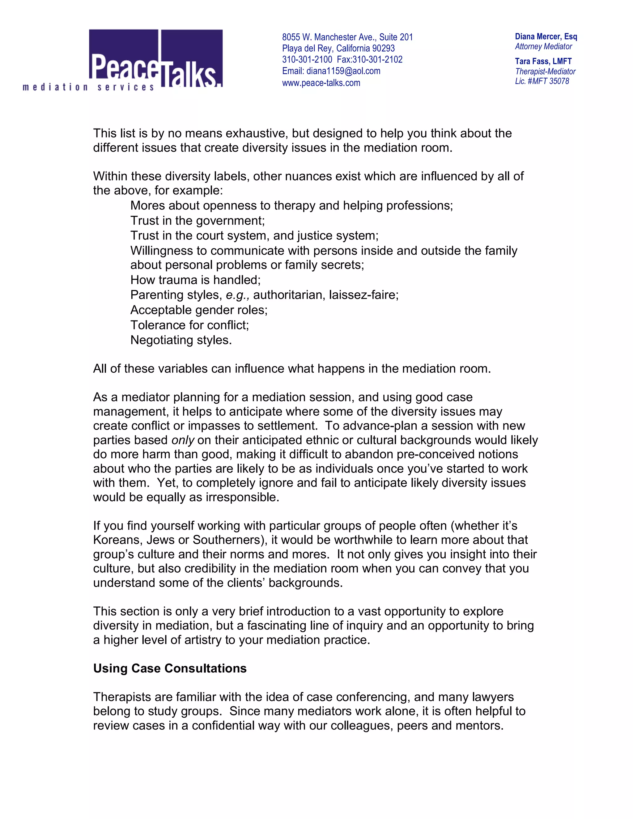 Mediation Planning for Parenting and Family | PDF