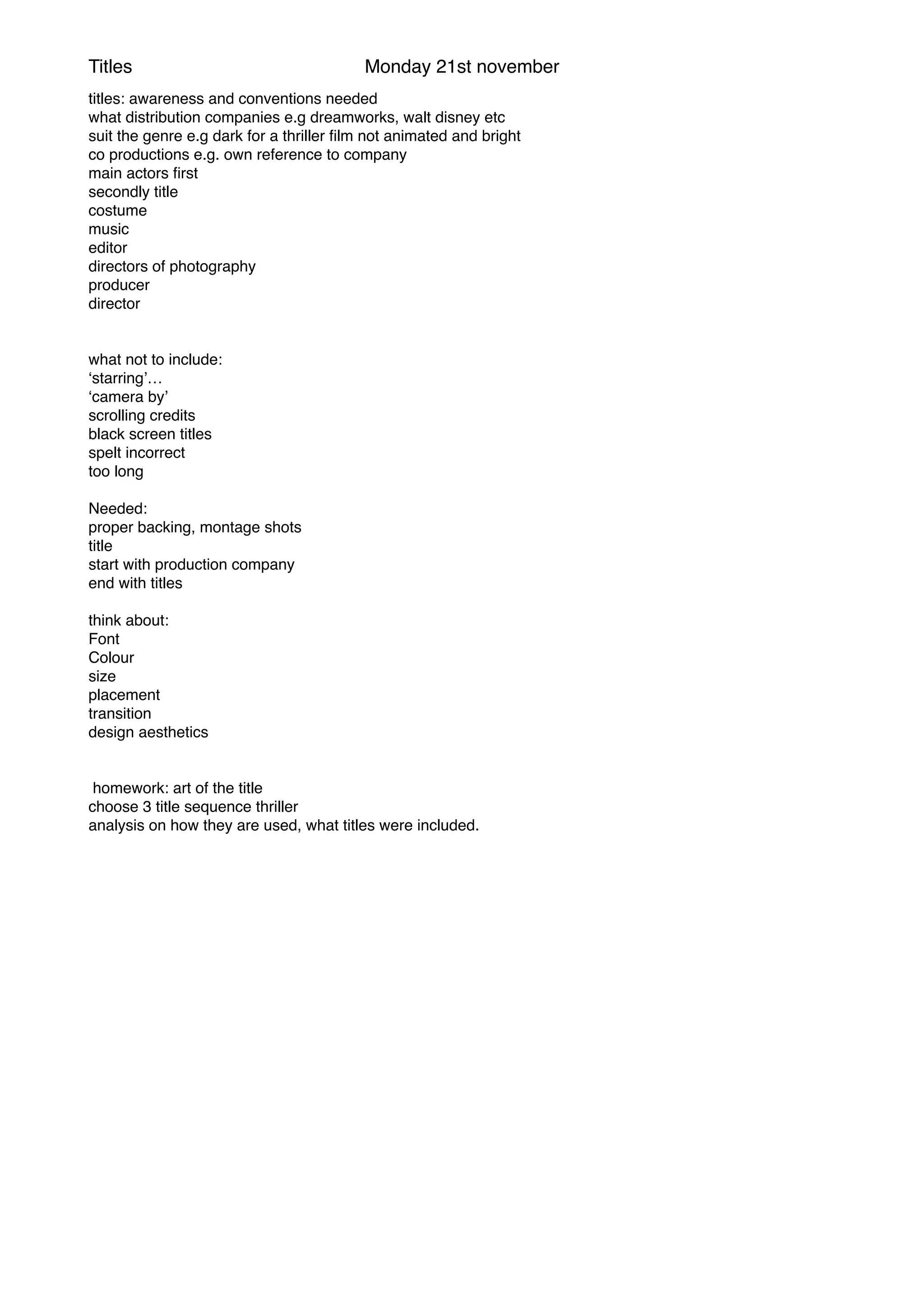 Title sequences lesson work | PDF