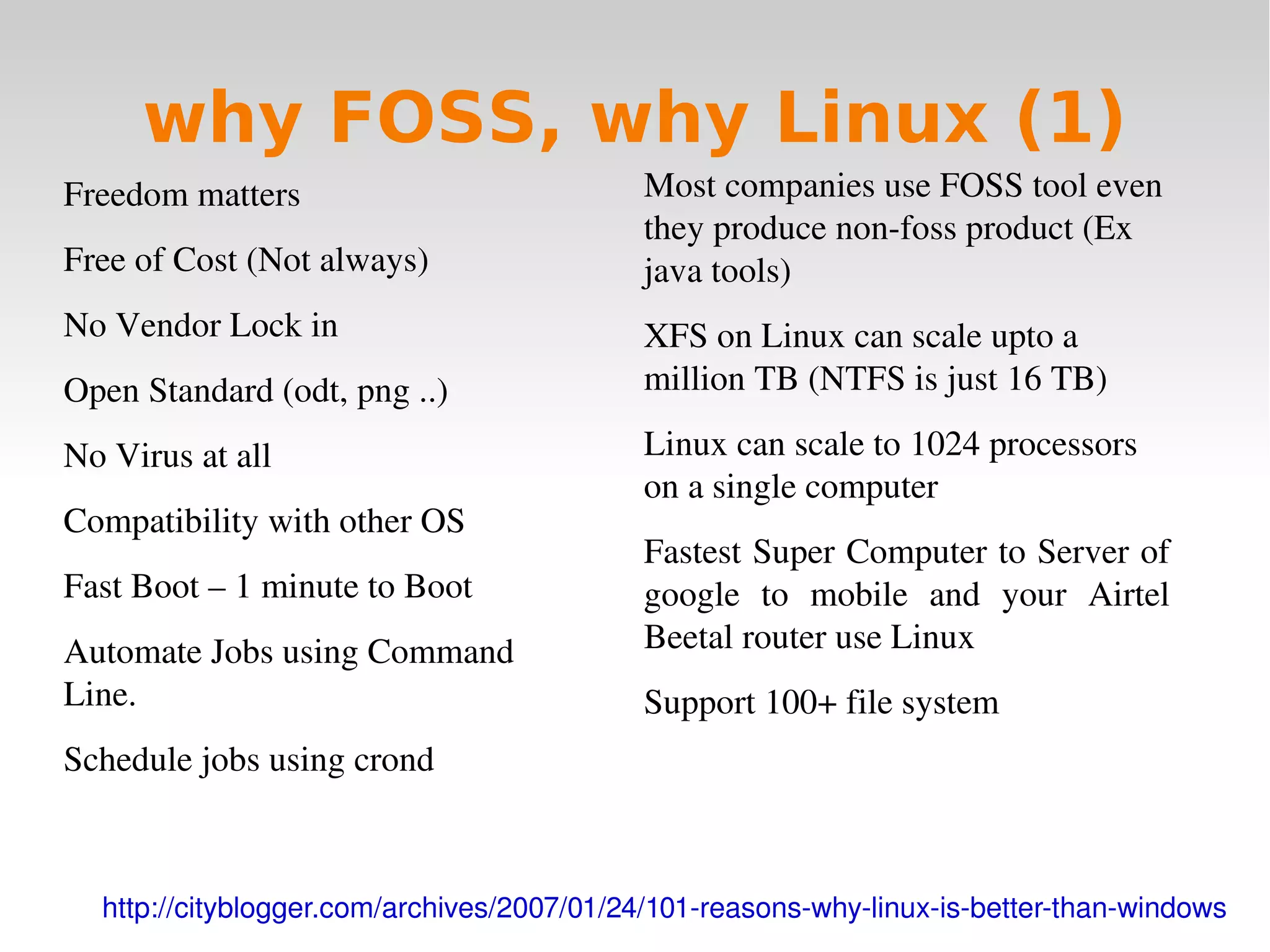 Introduction to FOSS world | PPT