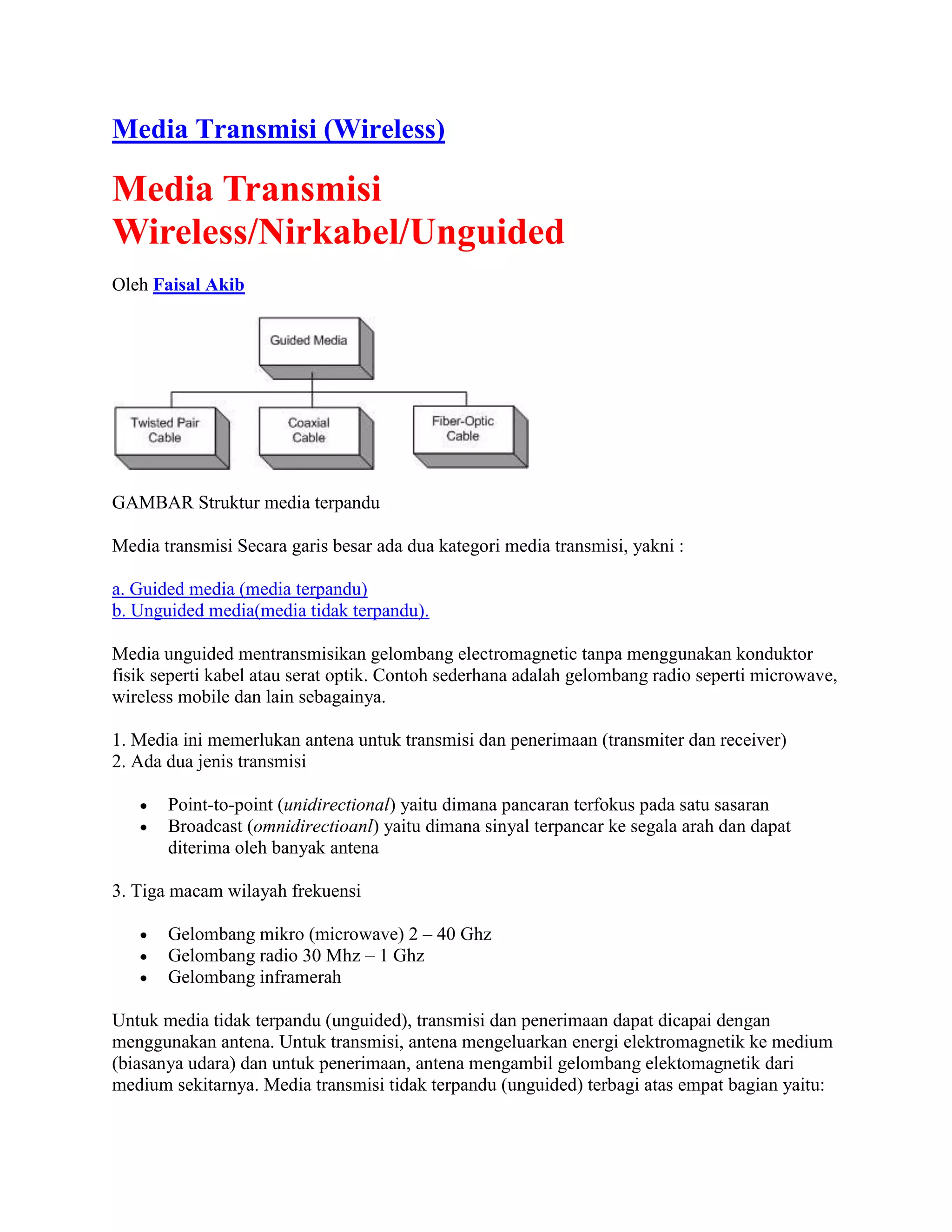 Media transmisi wireless | DOCX