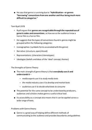 Media unit 11 notes on narrative and genre theories | PDF