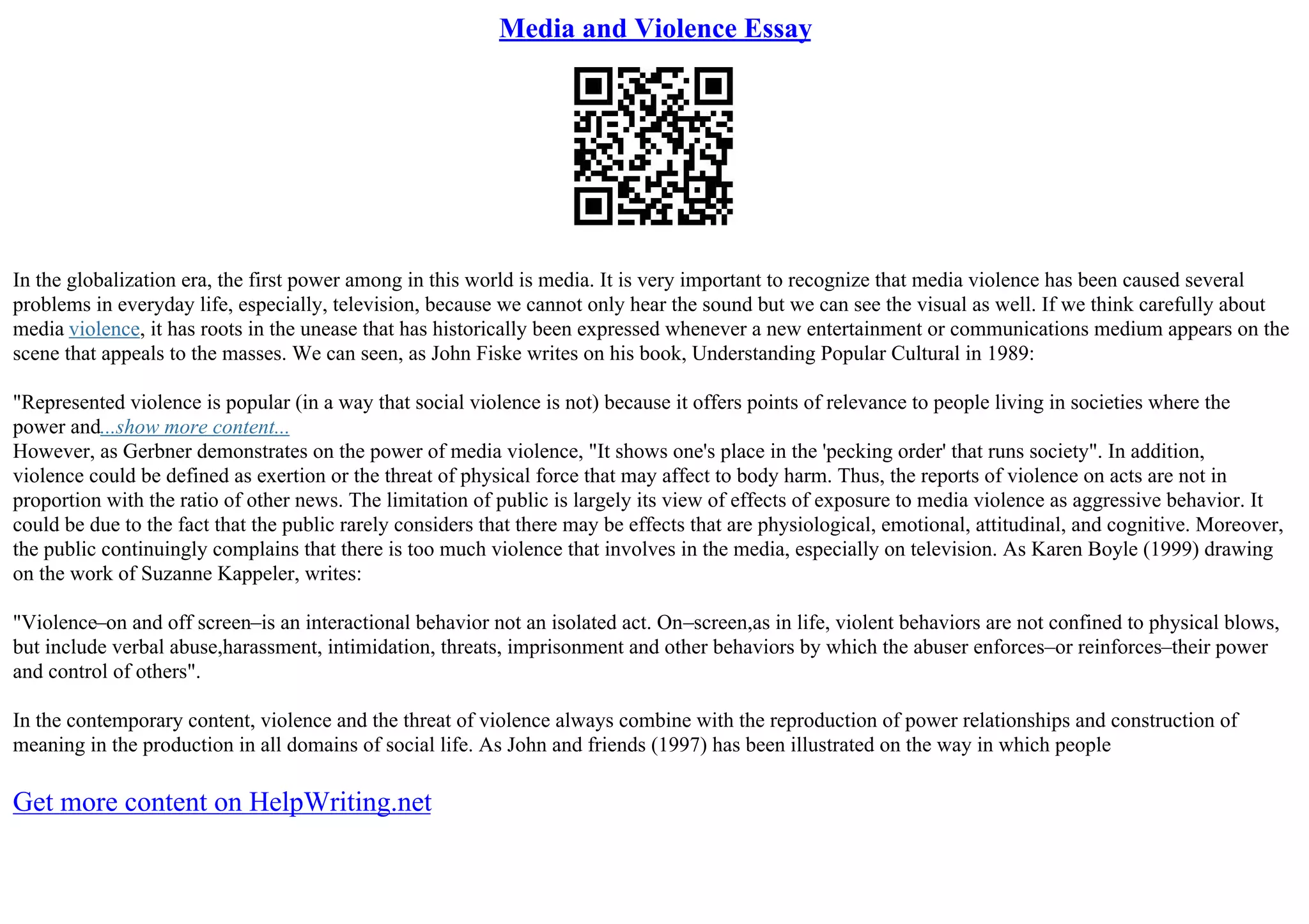 Media Violence | PDF