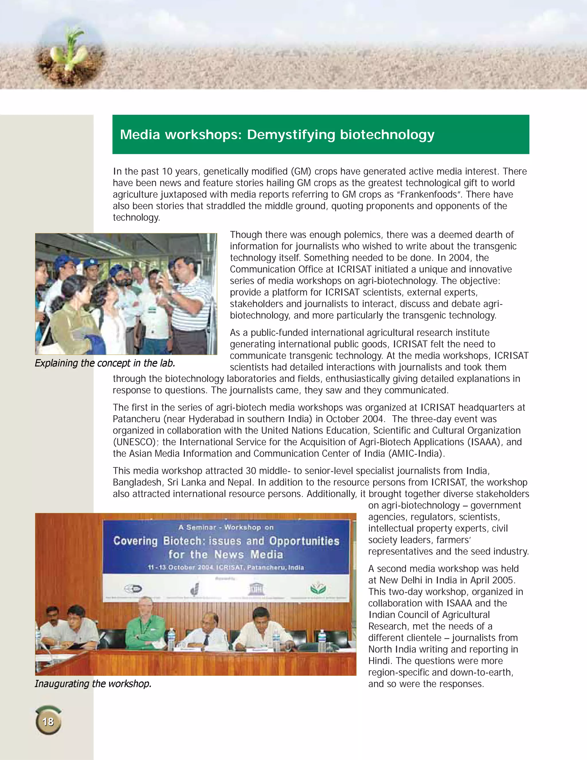 Media workshops : Demystifying biotechnology | PDF