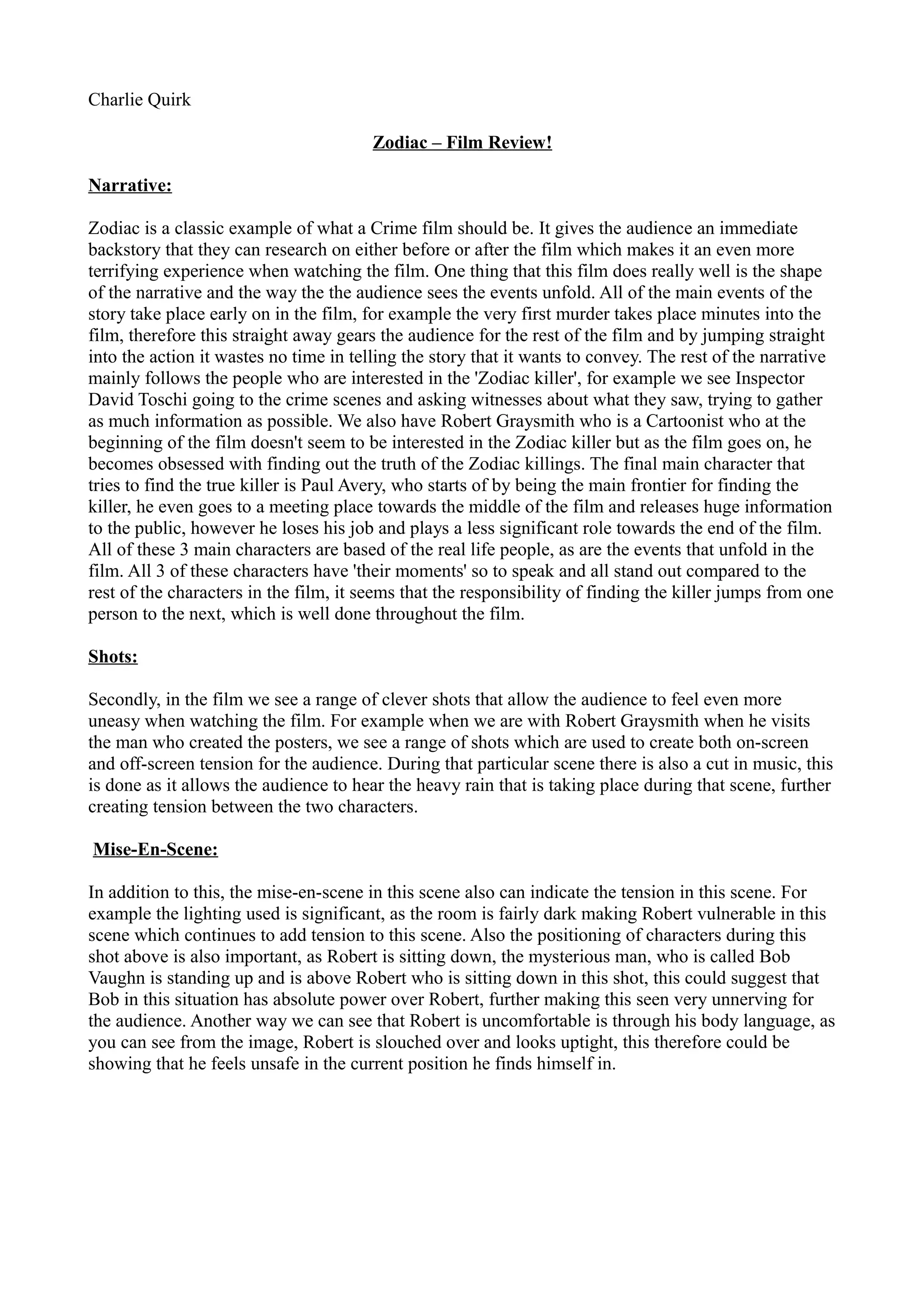 Media zodiac film review 2 | ODT | True Crime | Genres