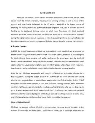 Medicaid role infographic | PDF