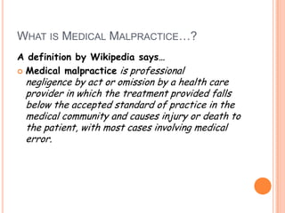 Medical malpractices (1) | PPTX | Pharmaceutical Industry | Industries