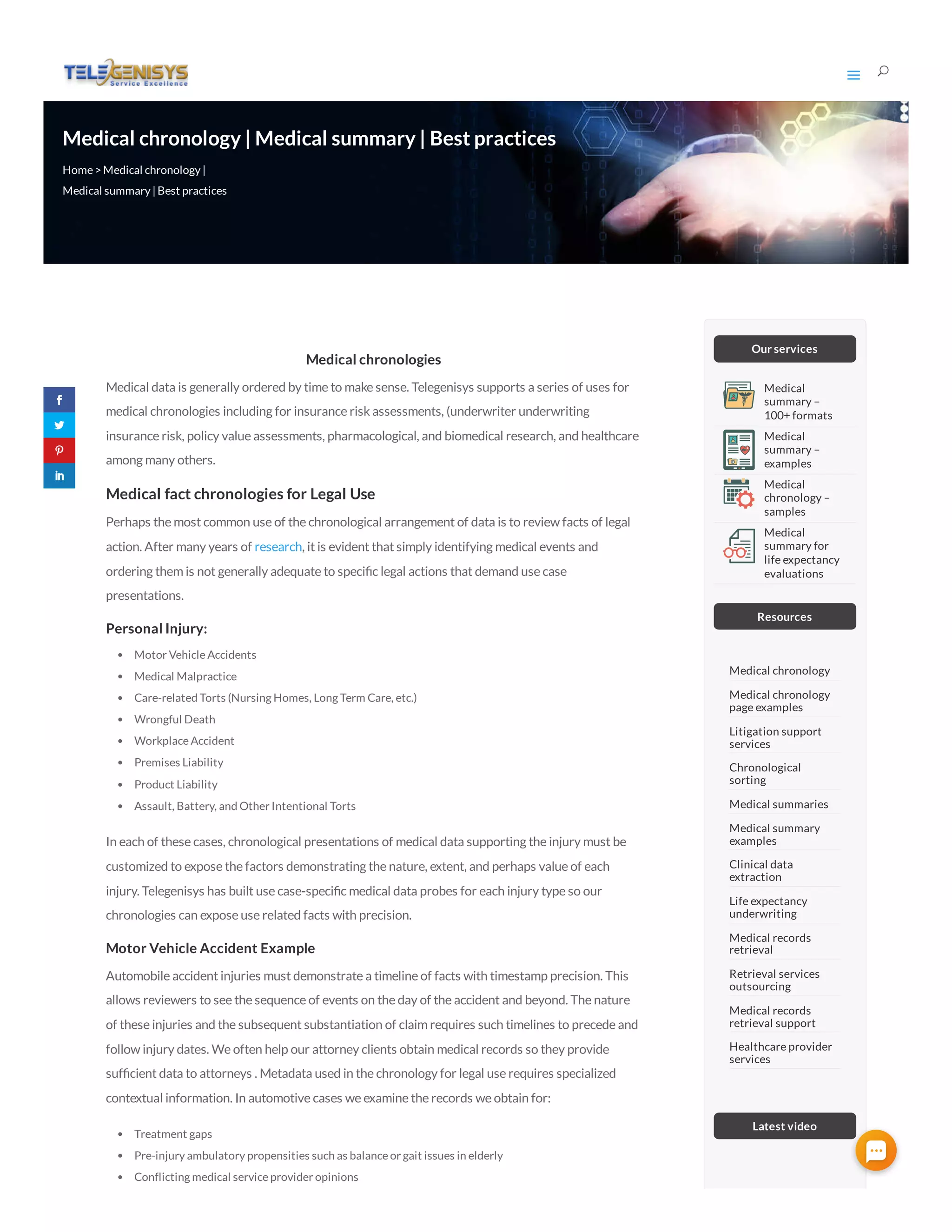Medical Chronology Services by Telegenisys | PDF
